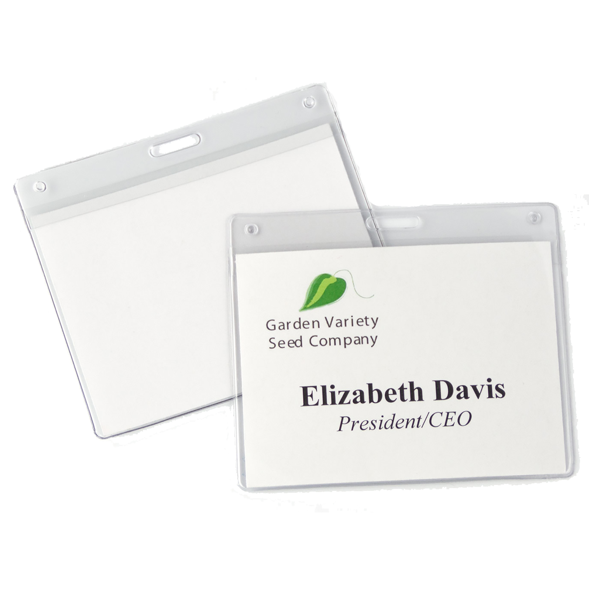 Biodegradable PVC Name Tag Holder, Slot, 4" x 3", HBNLG |pc/nametag™ Canada