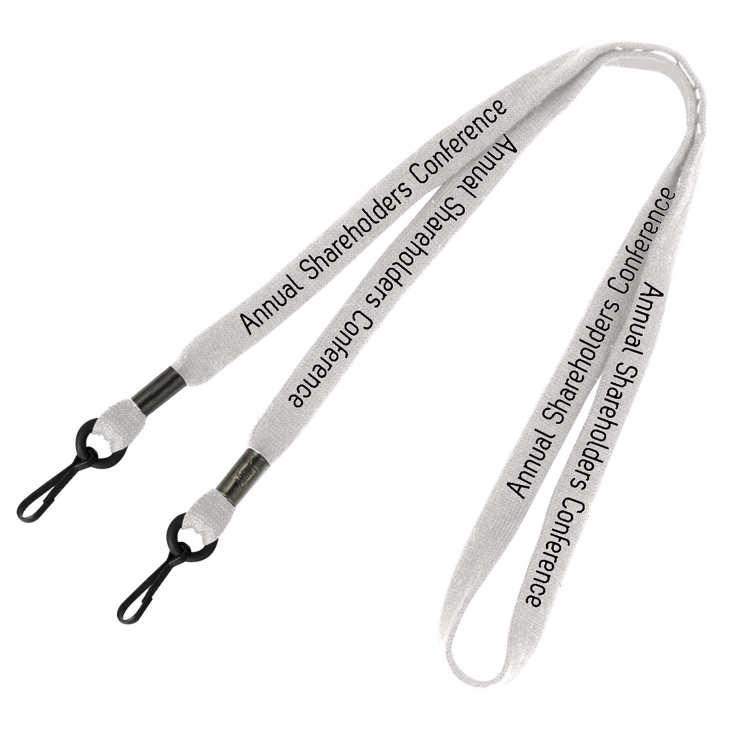 Cotton Lanyard 1/2", Black Metal Double J-Hook, Customized 1-Colour ...